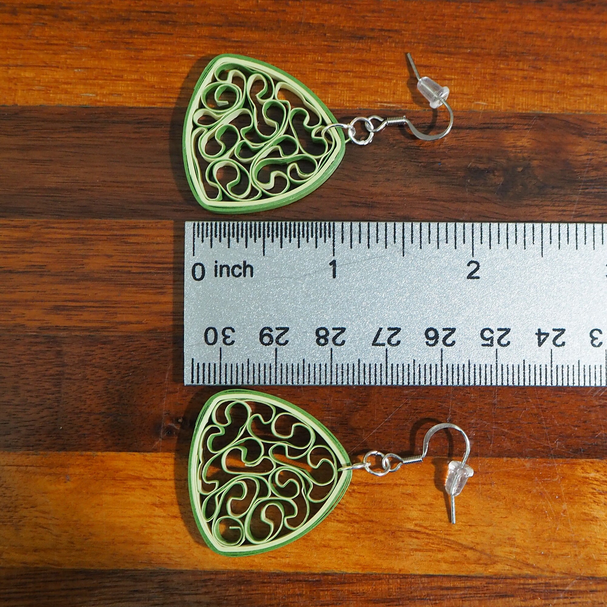 Triangle Shades of Green Paper Quilled Honeycomb Earrings | First Paper ...