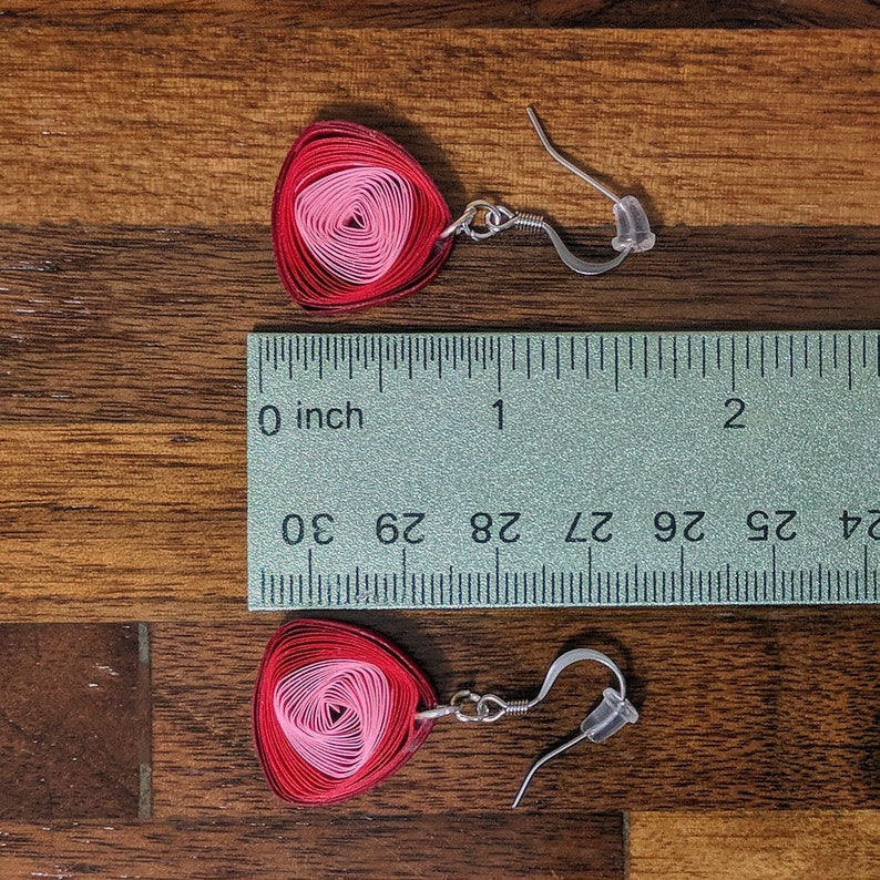 Quilled Paper Vortex Earrings Red & Pink Unique Handmade - Etsy