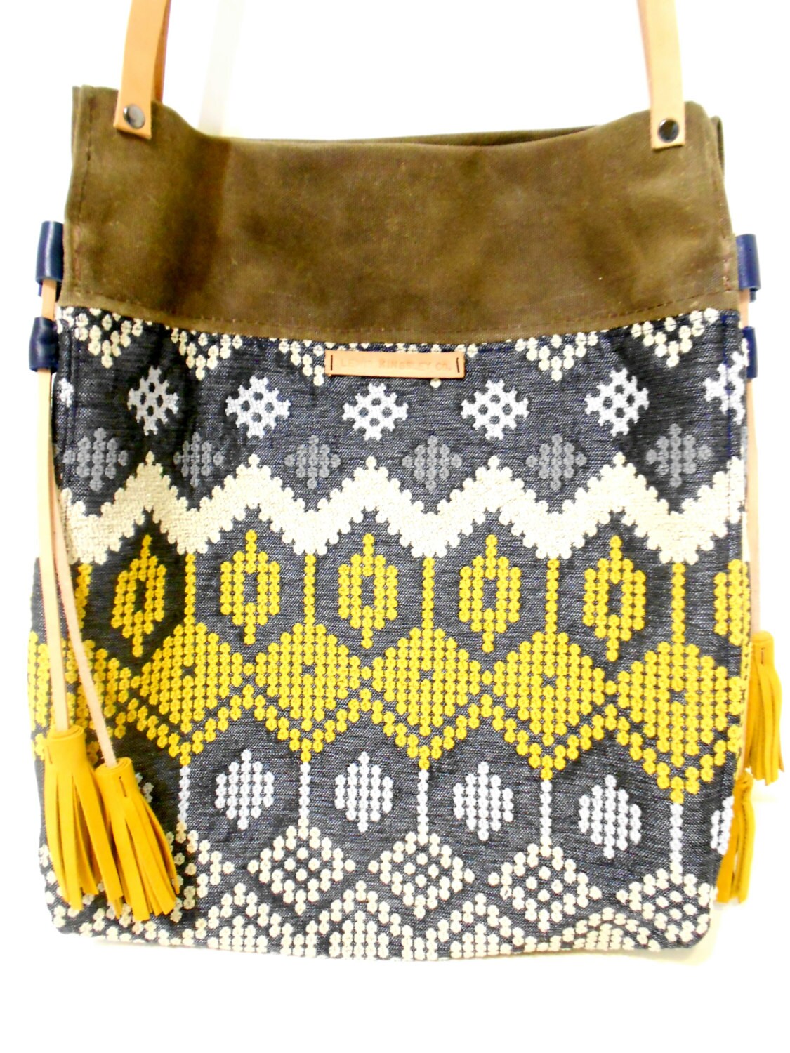 Folklore Waxed Canvas Shoulder Bag With Vegetable Tanned Leather Straps ...