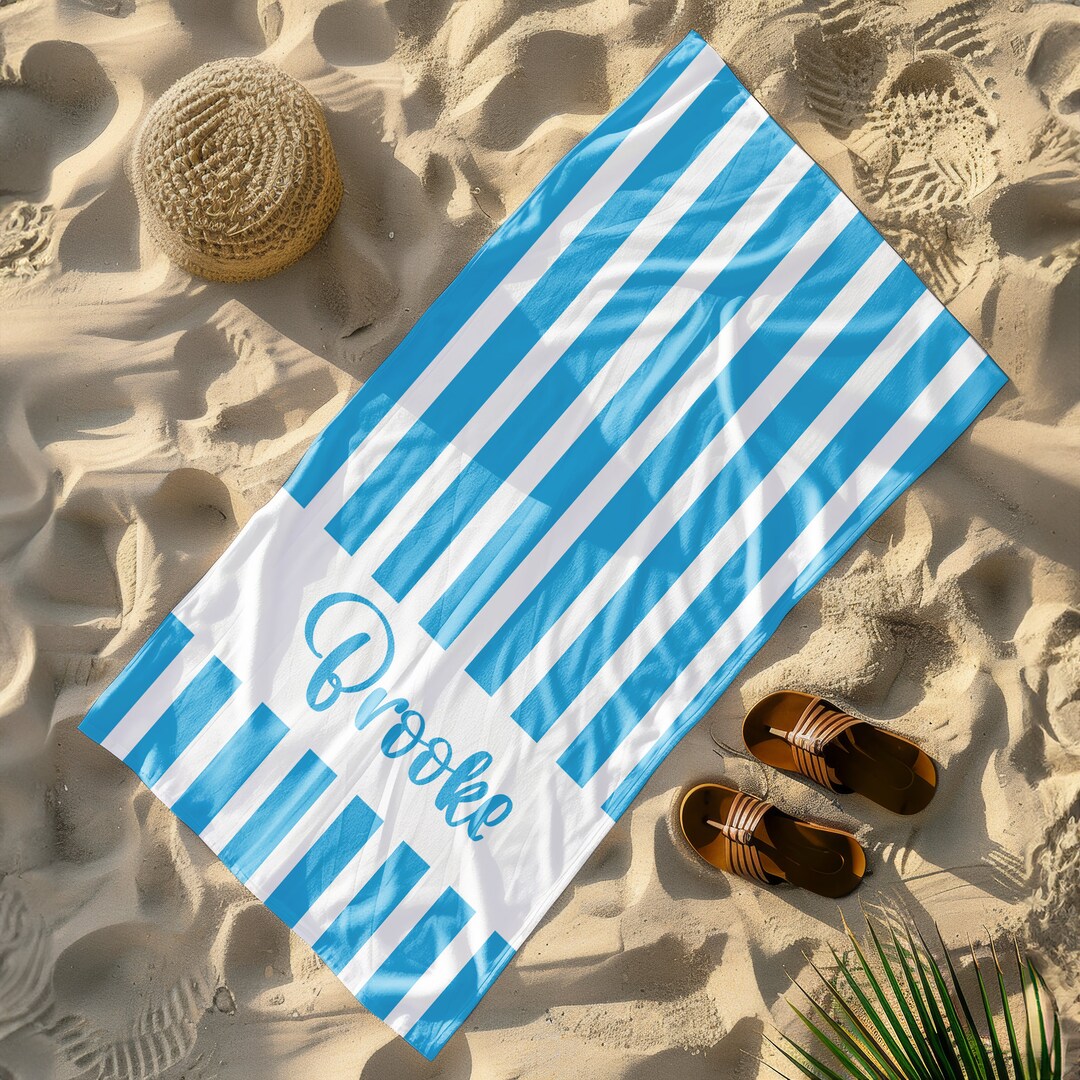 Striped Beach Towel Personalized 30 X 60 Towels, Outdoor Pool Towels ...