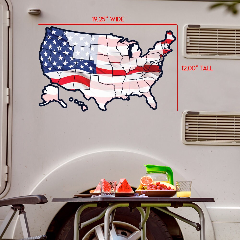 It's a Skin RV Travel State Sticker Map USA Flag 19.25 | Etsy