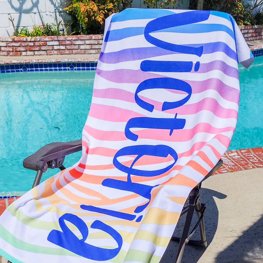 Custom Pool Party Towel Personalization | Animal Print Towel With Name ...