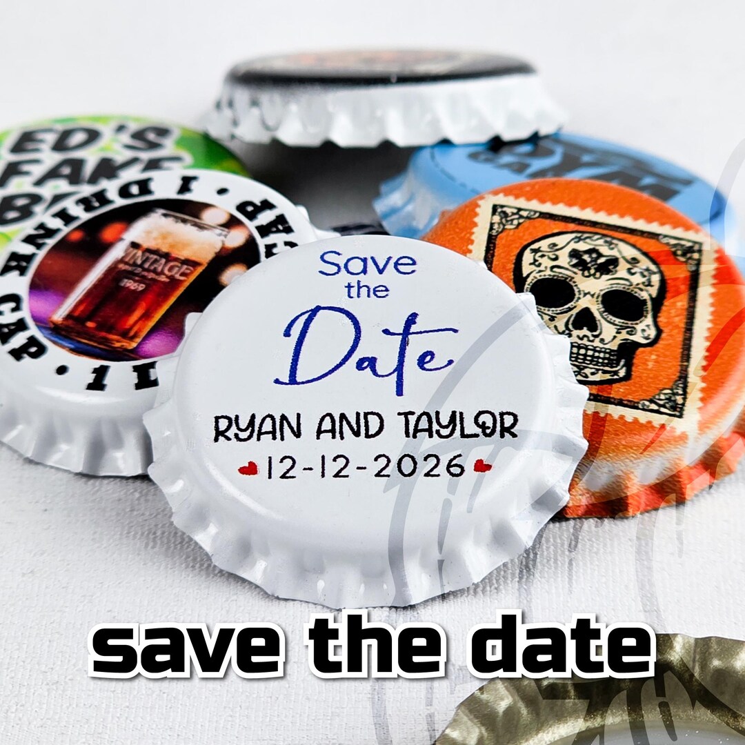 Custom Bottle Caps for Weddings – Save the Date, Centerpieces & Party ...