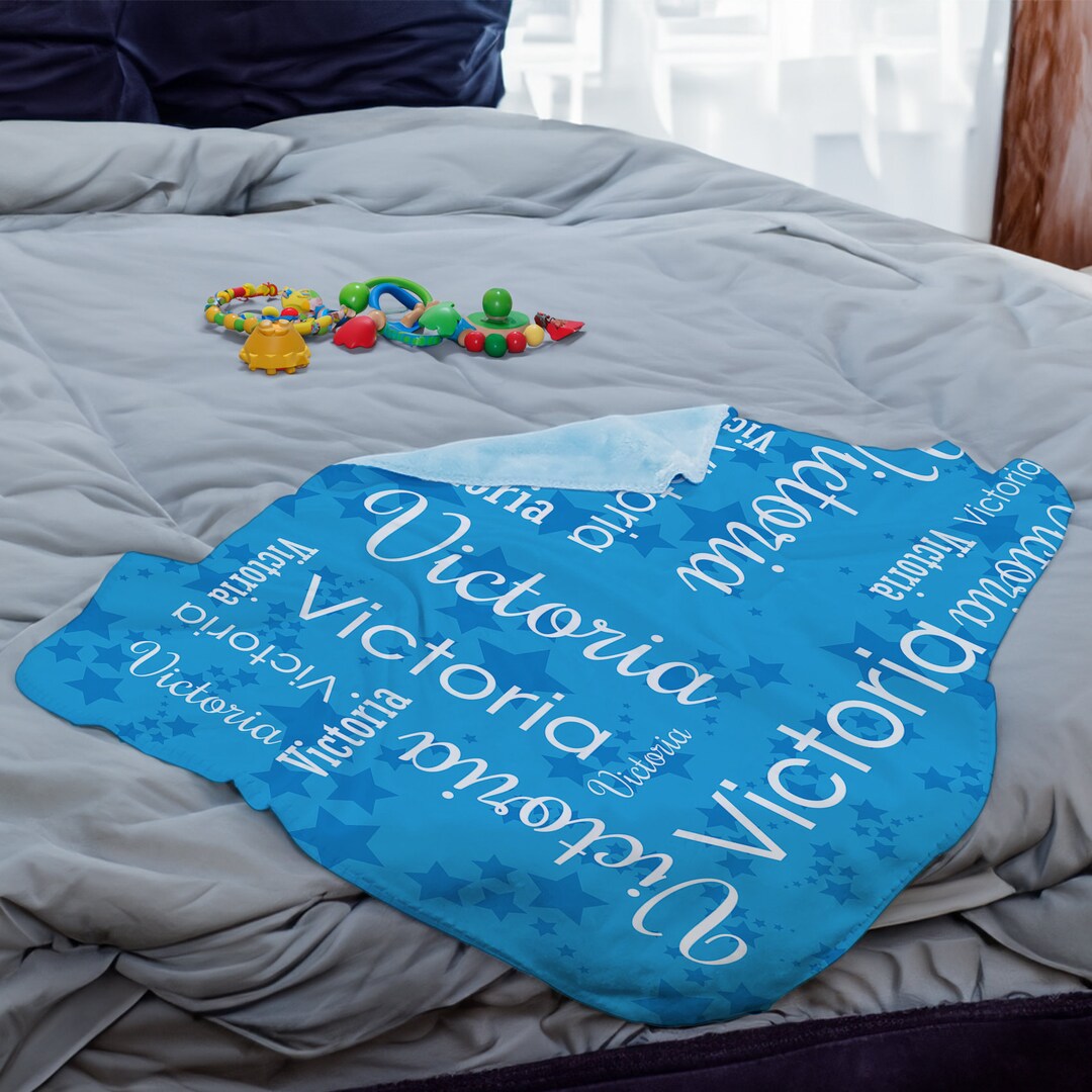 Adorably Soft 30x40 Blue Sherpa Name Blanket - Customized Embrace for ...