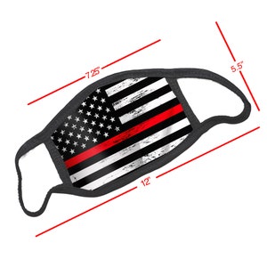 Thin Red Line Face Mask Reusable Made in the USA, Fire Fighter, Fireman ...