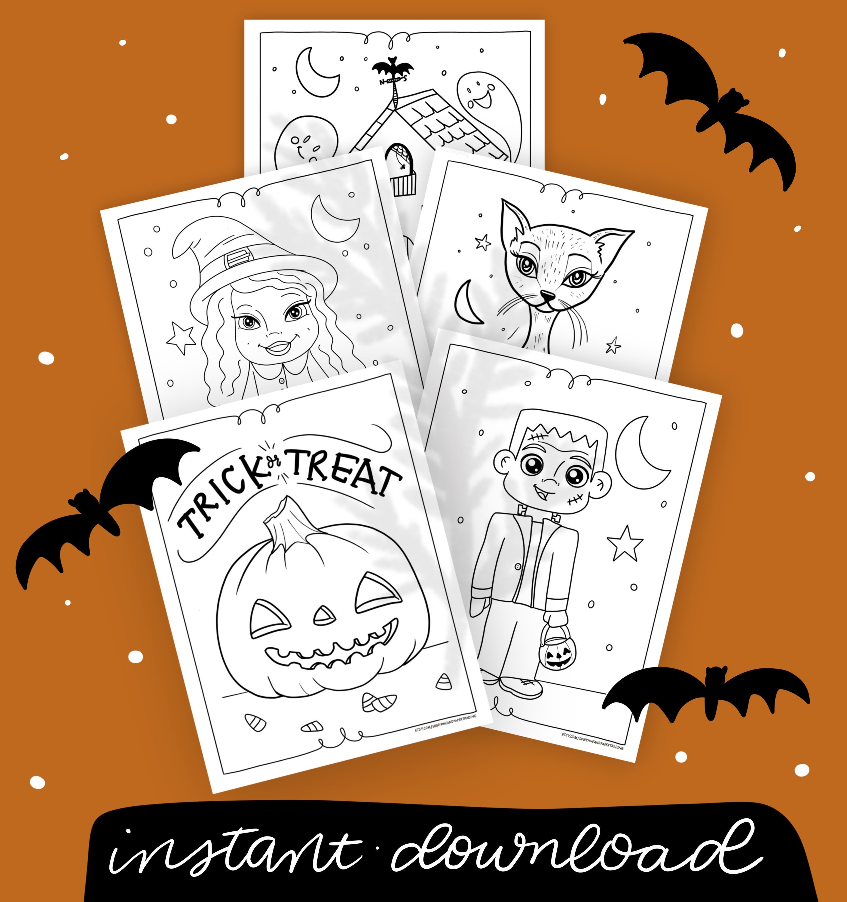 DIGITAL DOWNLOAD Halloween Coloring Sheets Bundle of 5 - Etsy