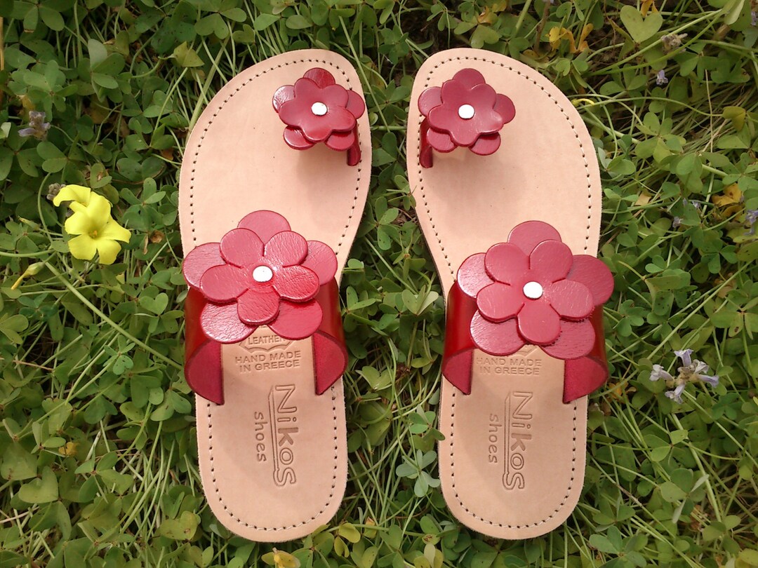 Leather Sandals Decorated With Leather Flowers. 107 - Etsy