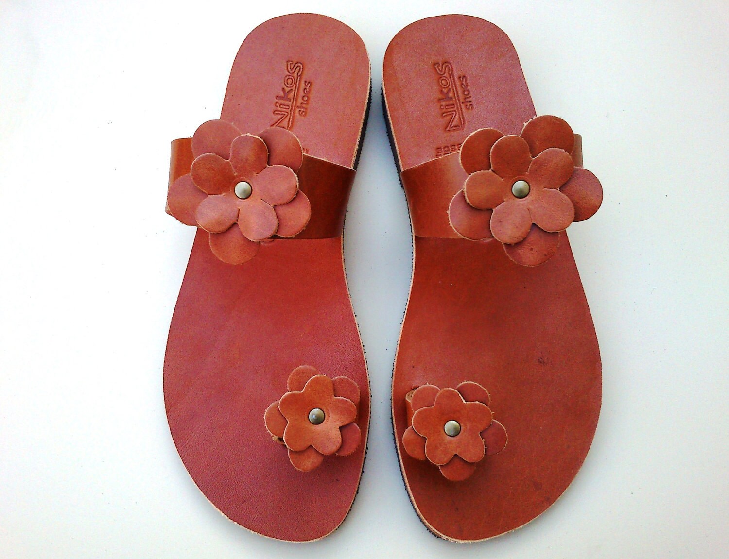 Leather Sandals Decorated With Leather Flowers. 107 - Etsy