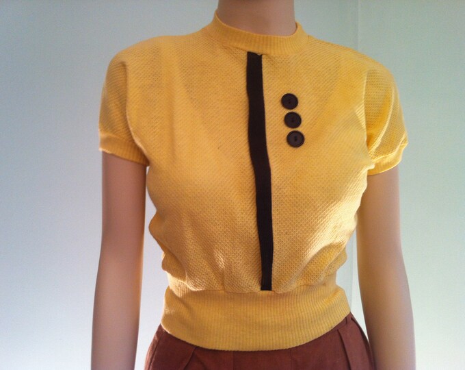 Original 1950s Vintage Yellow Pin up Sweater - Etsy
