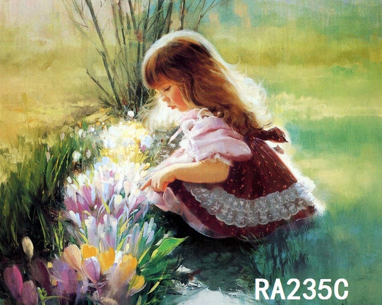 Hand-painted Girl With Flowers Oil Painting on Canvas - Etsy