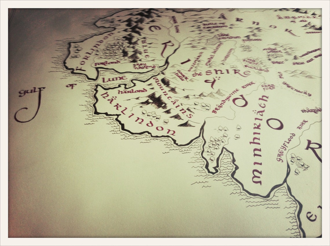 Lord of the Rings Middle-earth Full-sized Map // 55" X 42" Handmade ...
