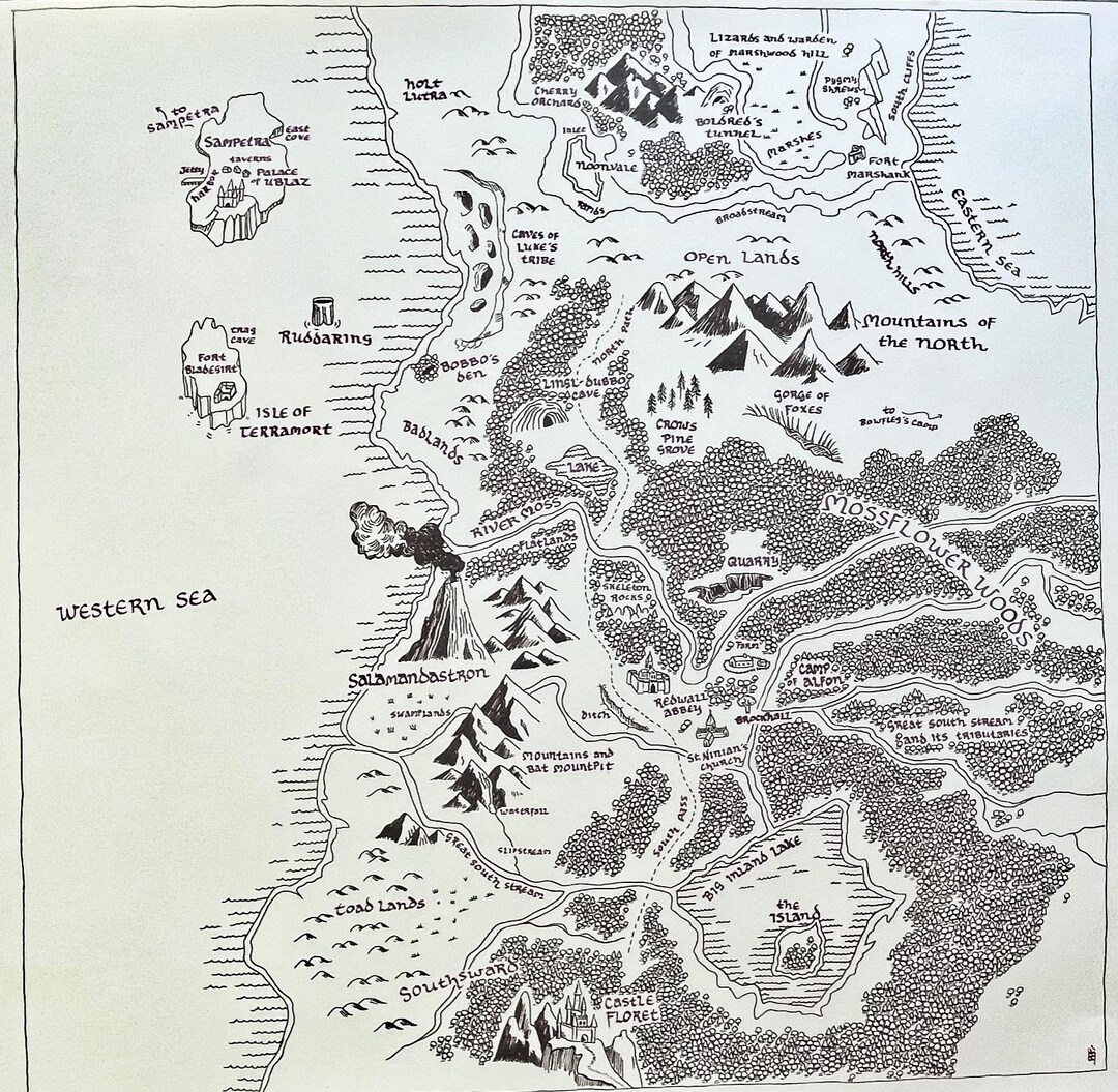 Redwall Map | Mossflower Country Fantasy Map | Brian Jacques Inspired ...