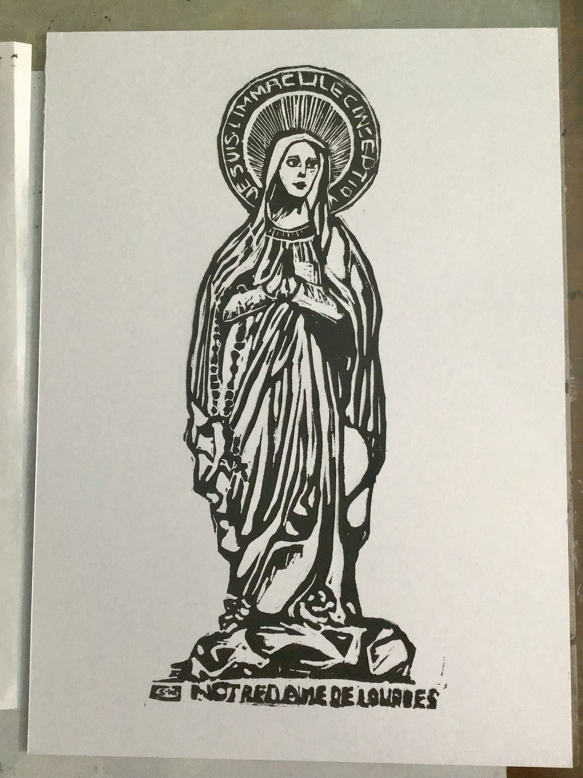 Linocut Print - Blessed Virgin Mary - Limited Edition 20 - Etsy