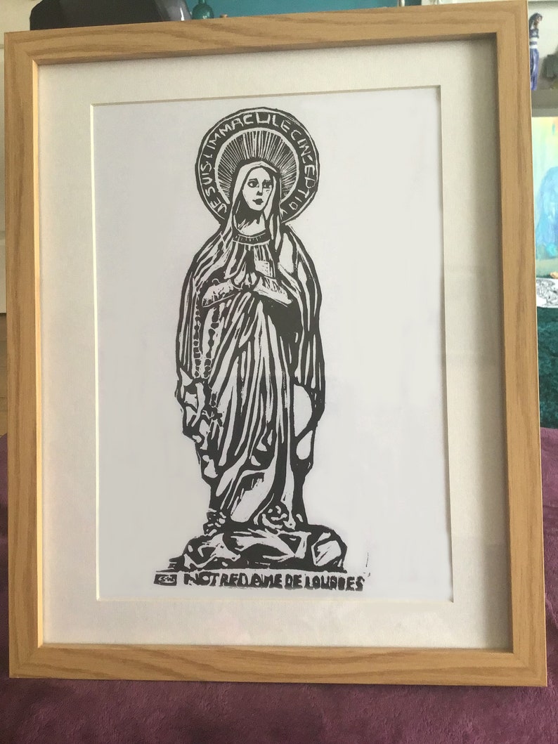 Linocut Print - Blessed Virgin Mary - Limited Edition 20 - Etsy