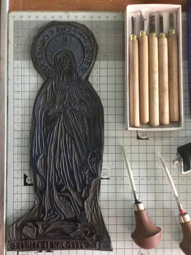 Linocut Print - Blessed Virgin Mary - Limited Edition 20 - Etsy