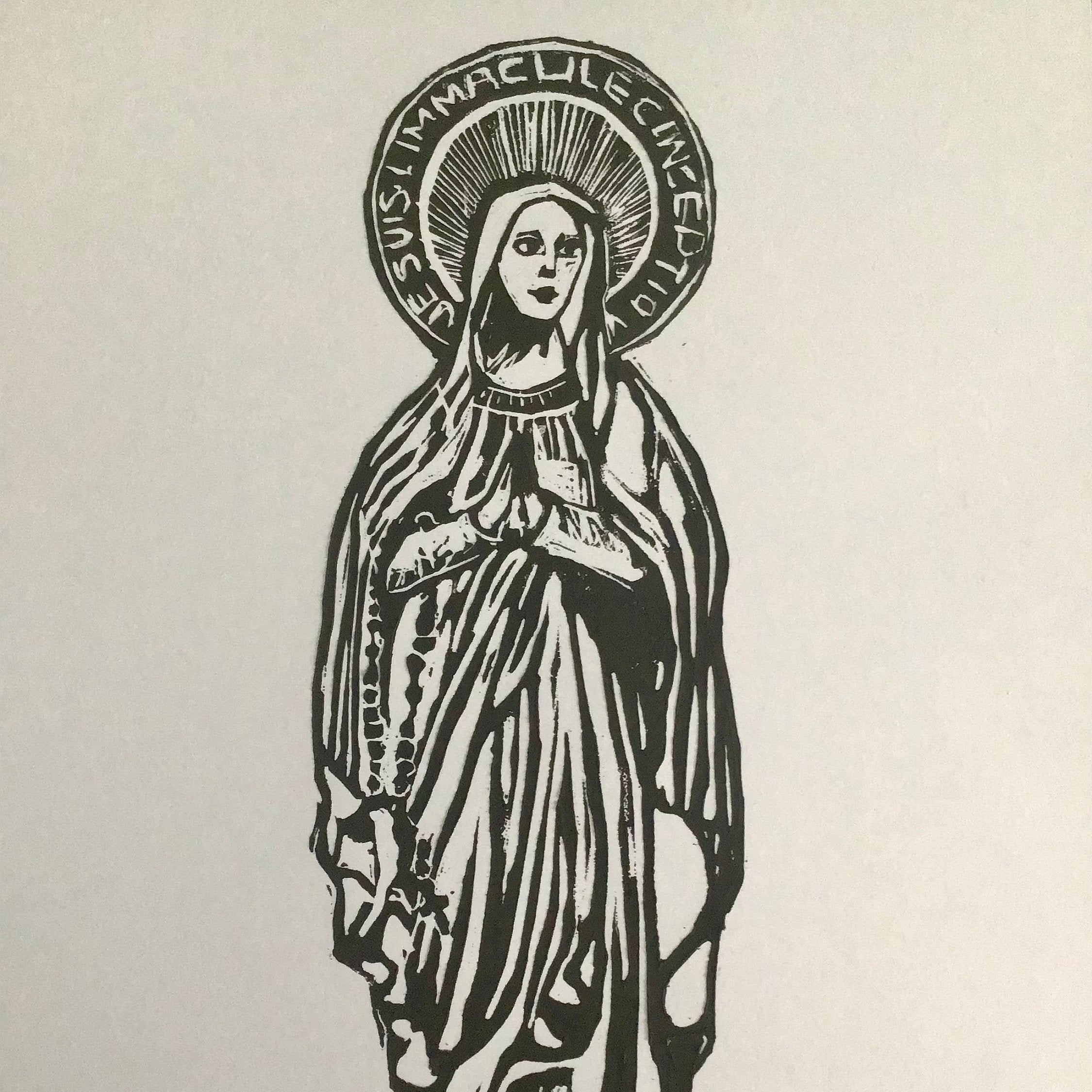 Linocut Print - Blessed Virgin Mary - Limited Edition 20 - Etsy