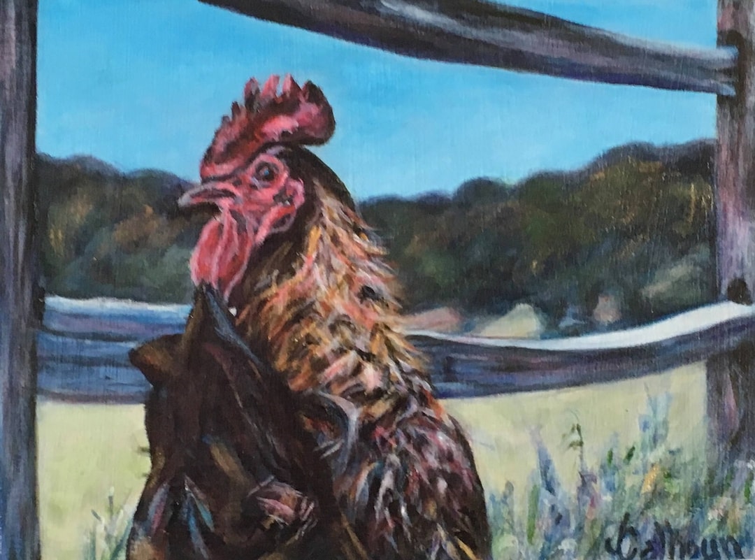 Fine Art Original 8 X 10 Acrylic Painting handsome Rooster - Etsy