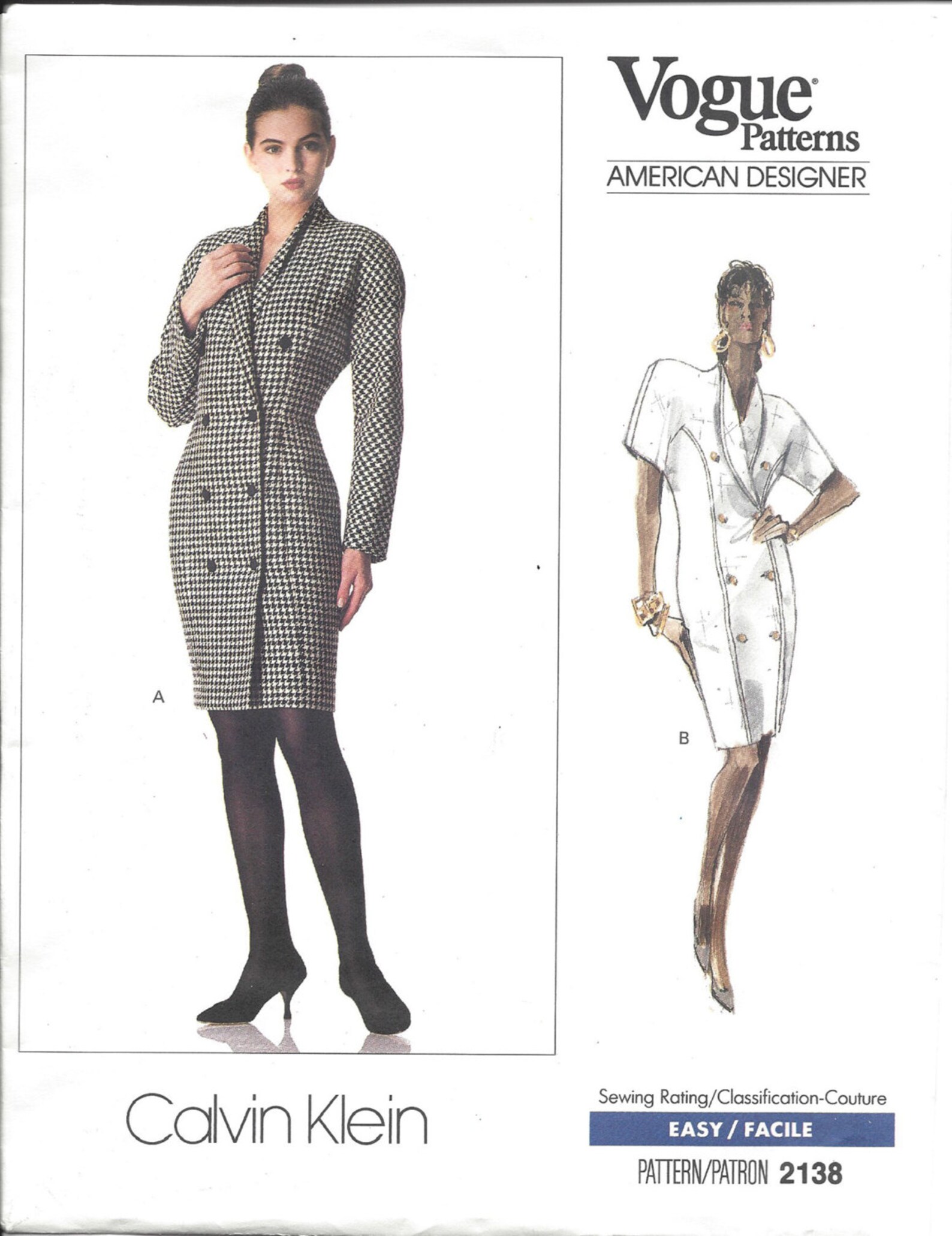 Vintage CALVIN KLEIN Vogue Patterns 2138 American Designer 1988 Ladies ...