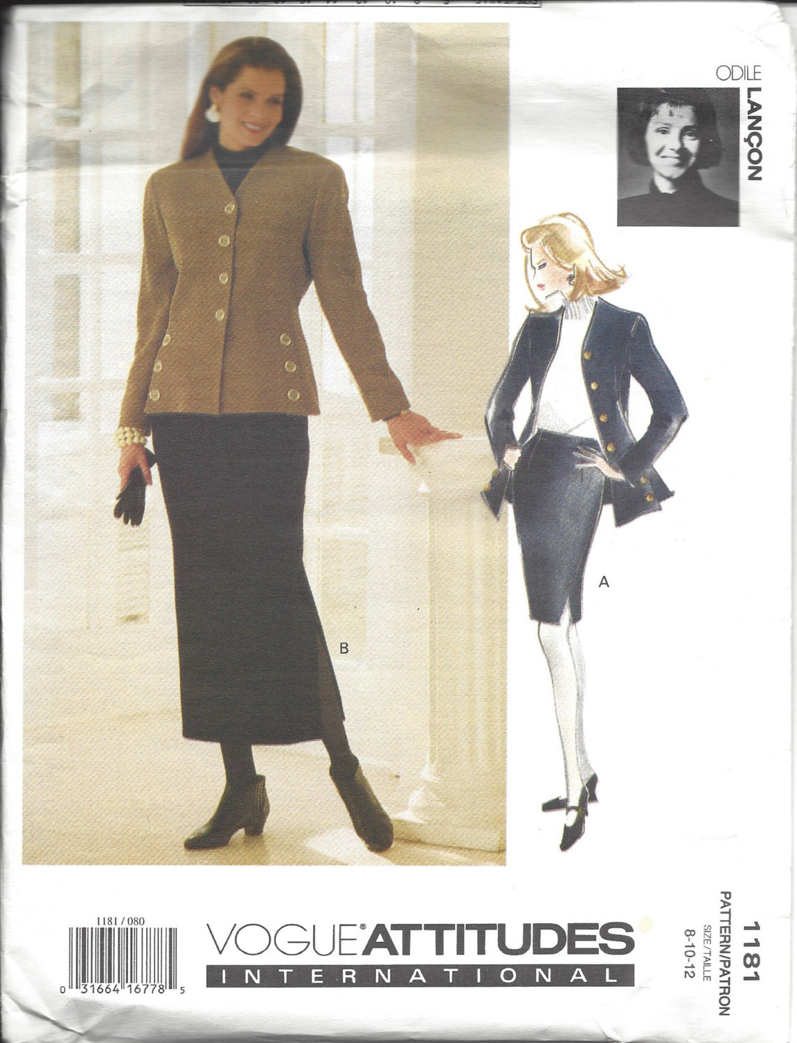 VINTAGE Vogue Patterns 1181 International Designer Odile Lancon 1993 ...