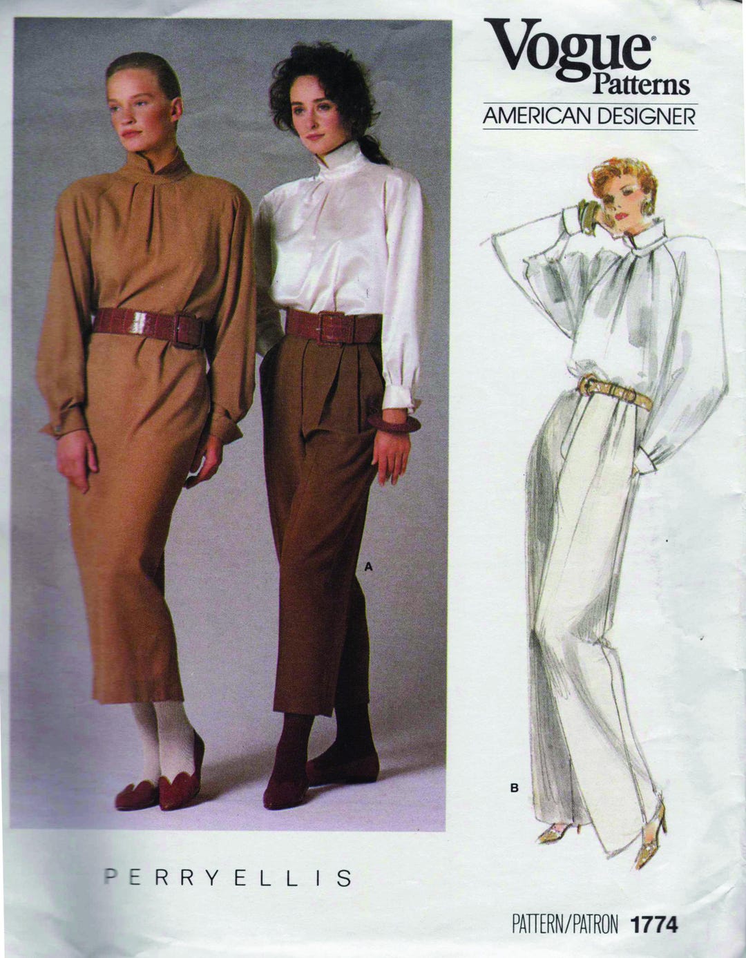 Vogue Perry Ellis Vintage Pattern Dress, Blouse, Pants Pattern 1774 ...