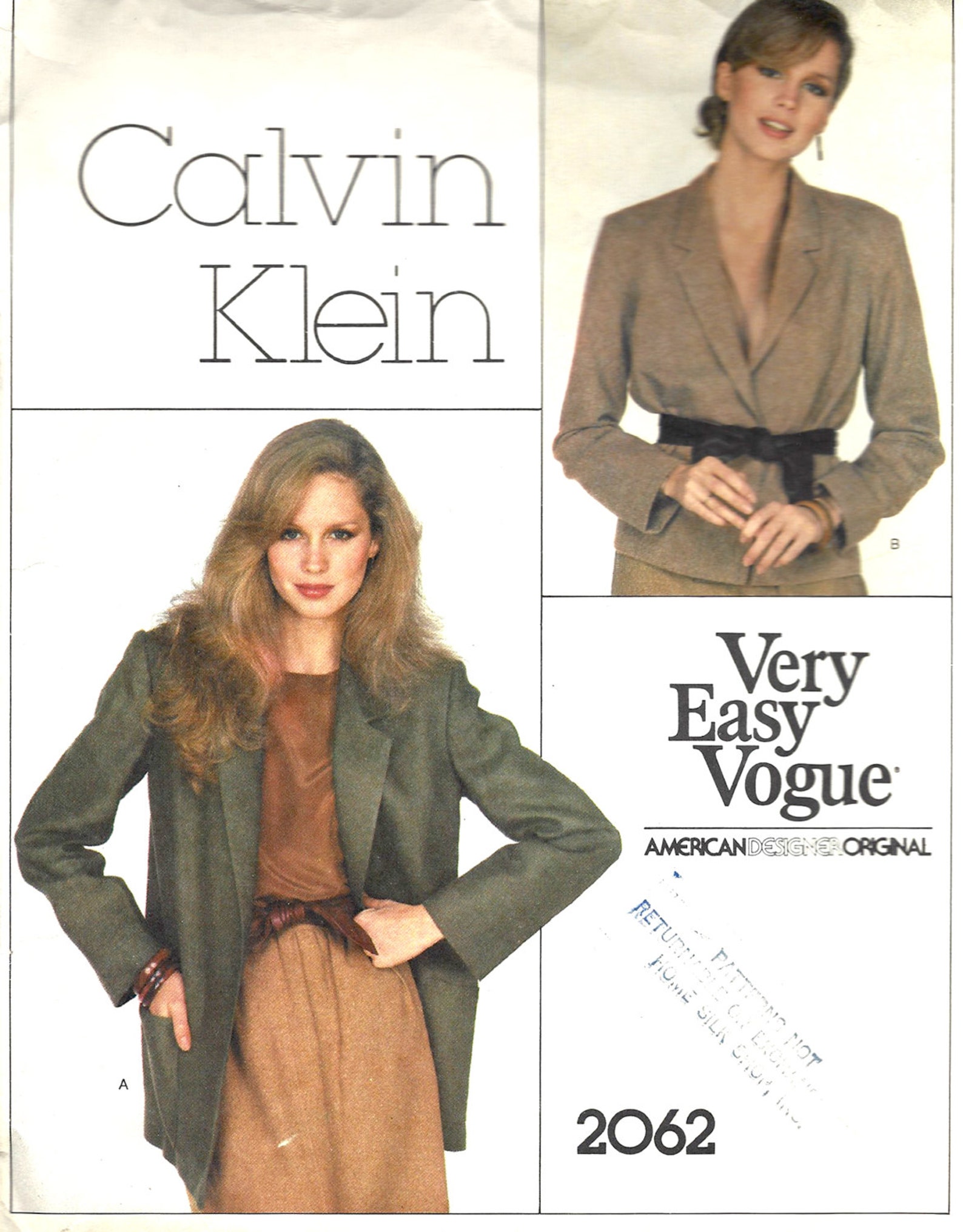 Calvin Klein Vogue American Designer Original Pattern 2062, Vintage ...