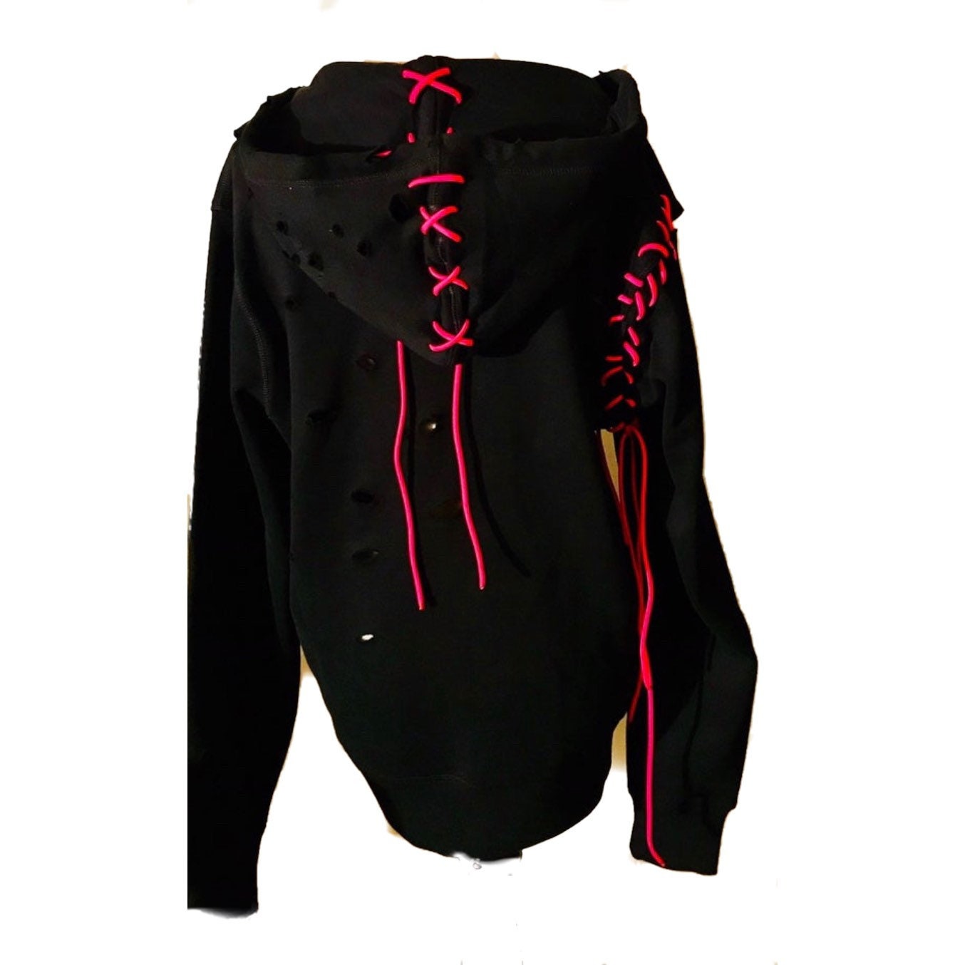 Distressed Hoodie With Lacing - Etsy