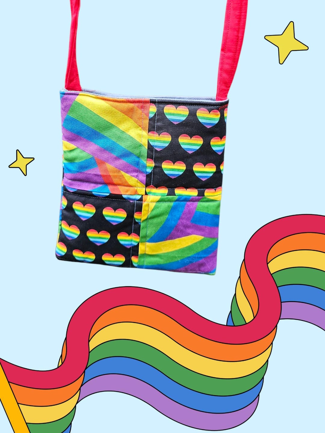 PRIDE LGBTQ Quilted Patchwork Rainbow Pride Crossbody Purse - Etsy