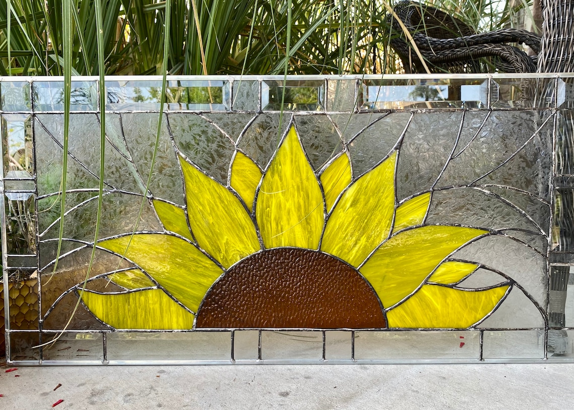 Sunflower Stained Glass Panel Summer Garden - Etsy