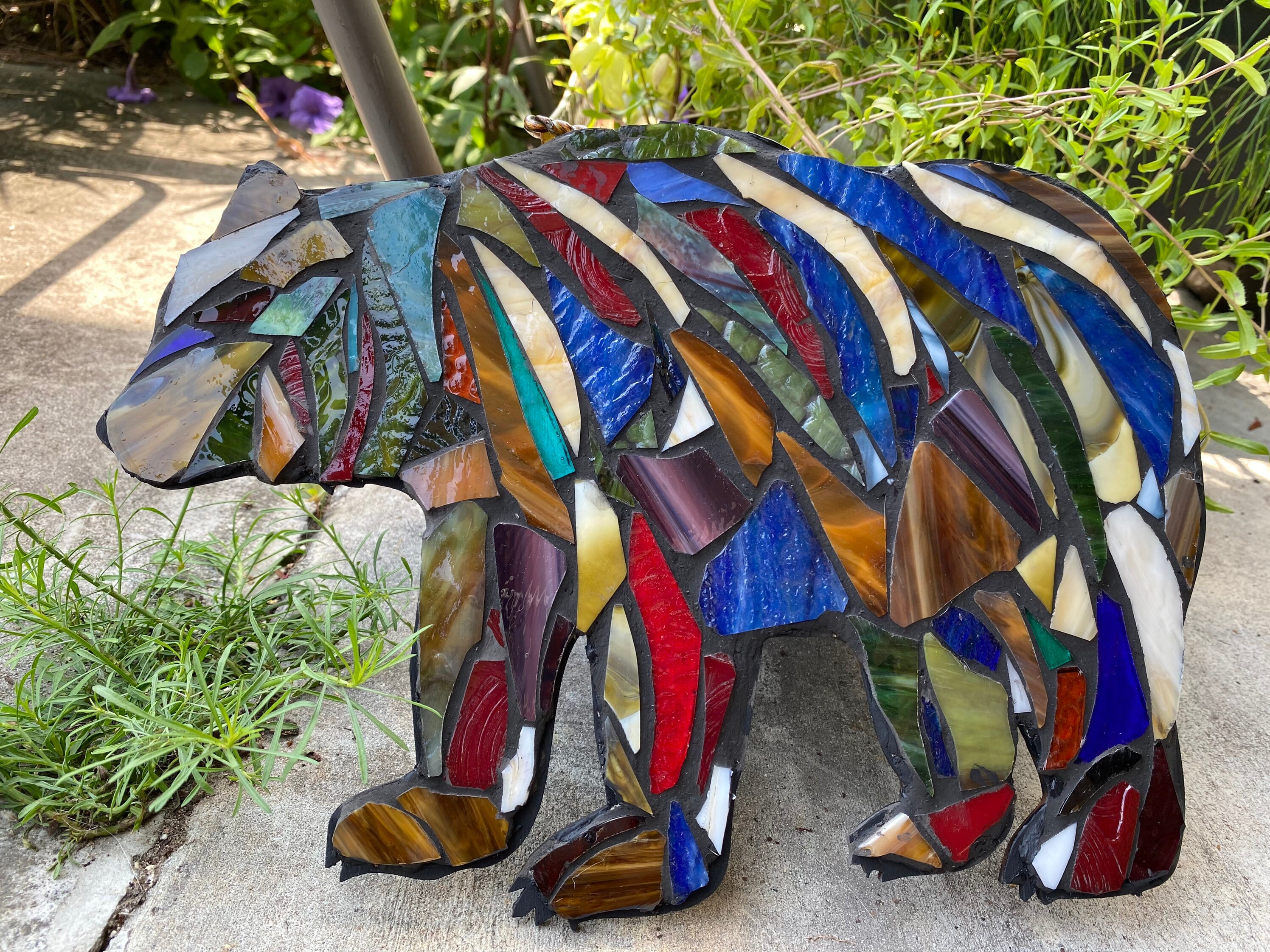 Bear Stained Glass Mosaic Polar Grisly Bear Sculpture Rustic Etsy
