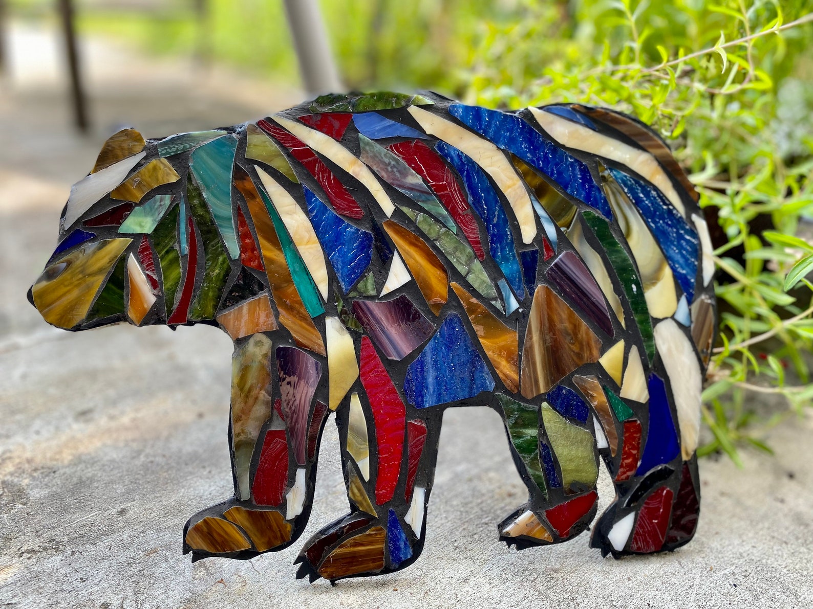 Bear Stained Glass Mosaic Polar Grisly Bear Sculpture Rustic Etsy