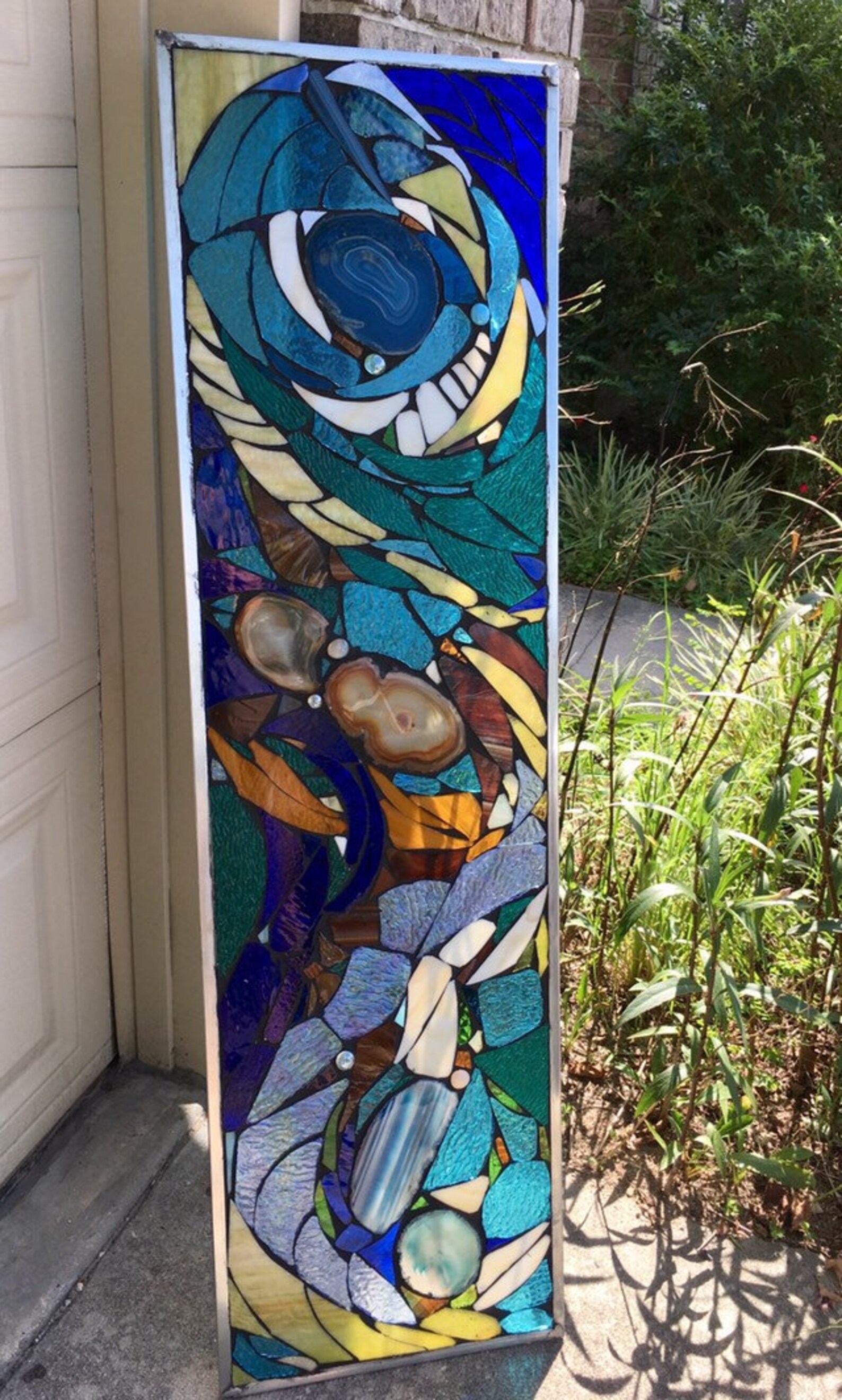 Stained Glass Mosaic Abstract Panel Transom Window W Brazilian - Etsy