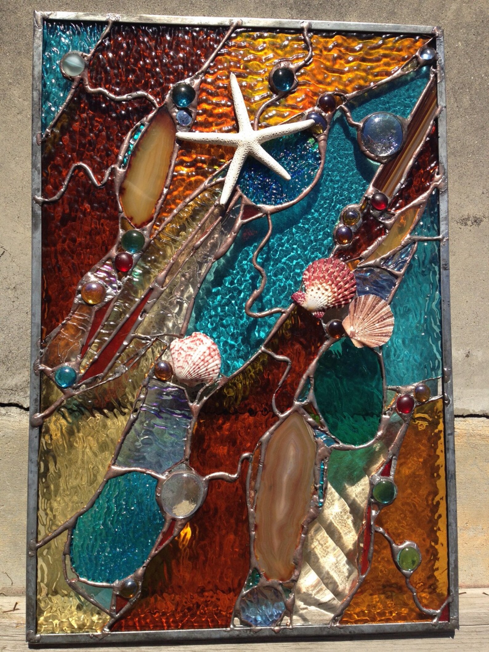 Stained Glass Tropical Fish Sea Shell Nuggets Suncatcher - Etsy