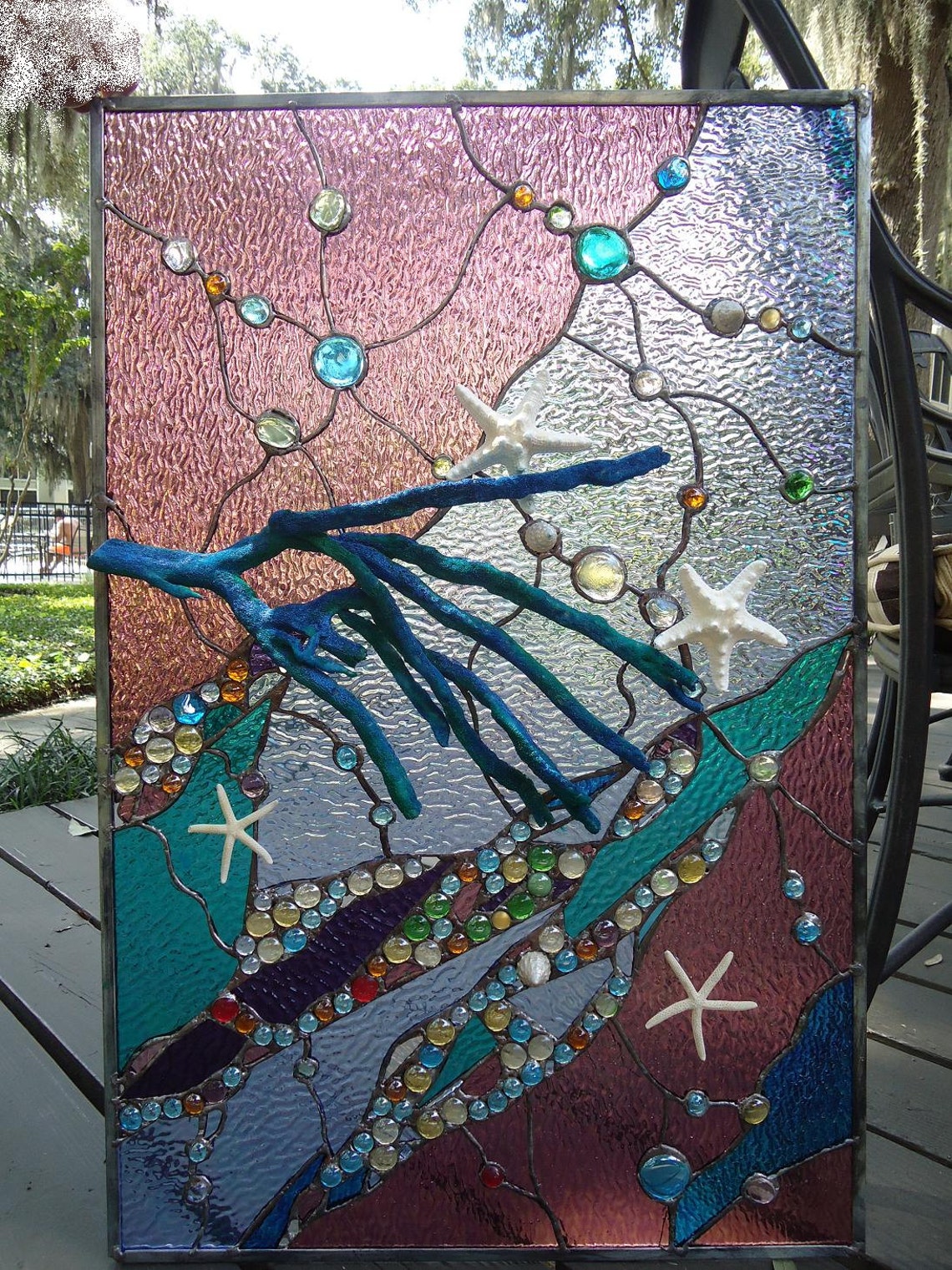 Stained Glass Window Tropical Starfish Sea Shell Sailboat - Etsy