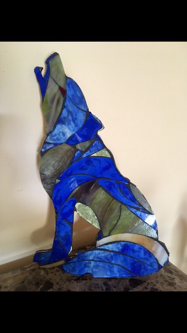 Stained Glass Mosaic Wolf Mosaic Sculpture Farm Rustic Country OOAK - Etsy
