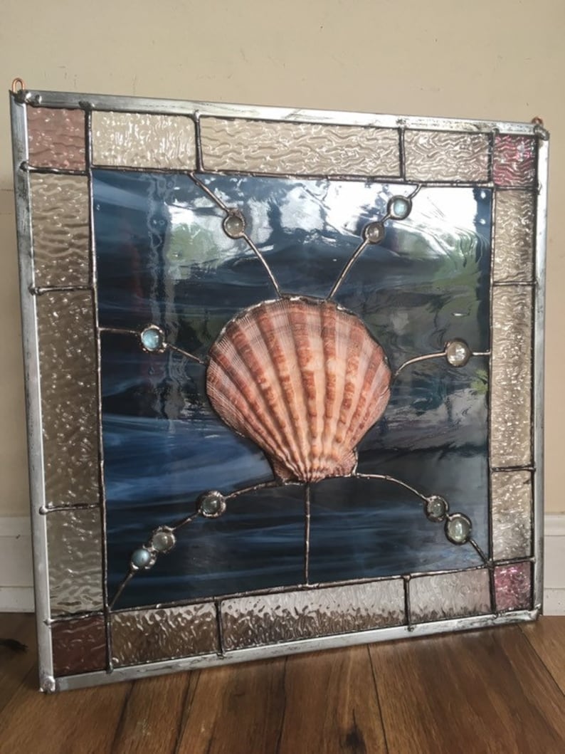 Tiffany Styled Stained Glass Sea Shell Panell Suncatcher - Etsy