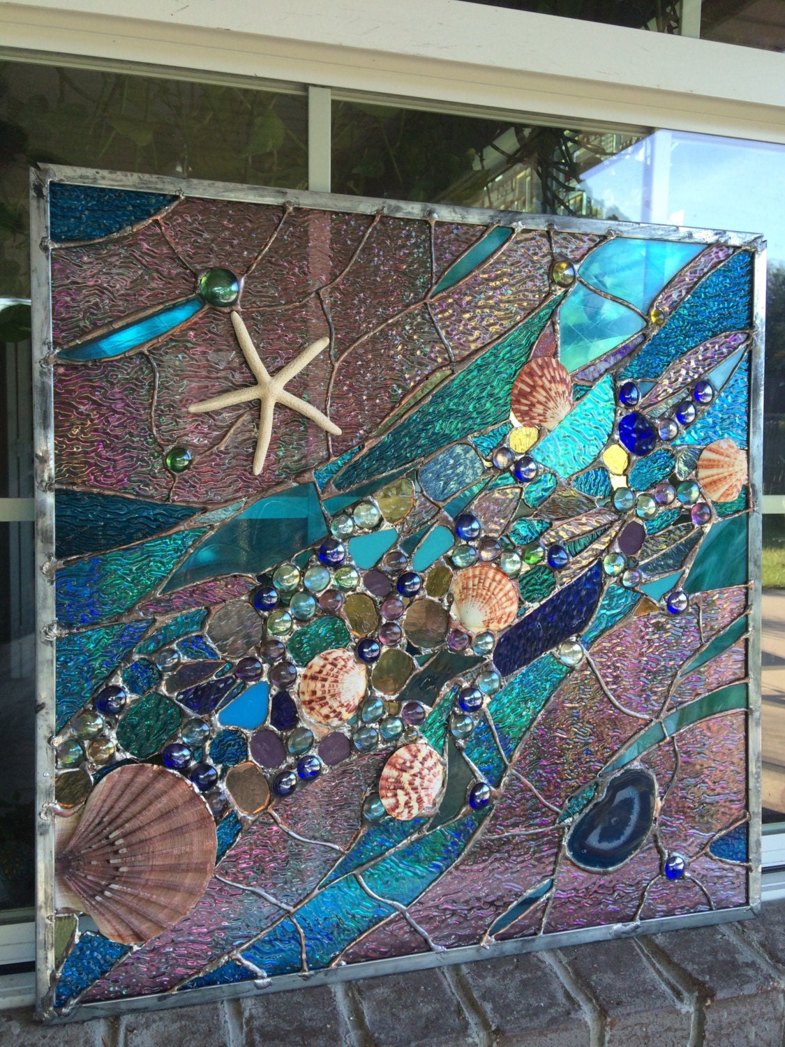 Stained Glass Window Tropical Starfish Sea Shell Sailboat Suncatcher ...