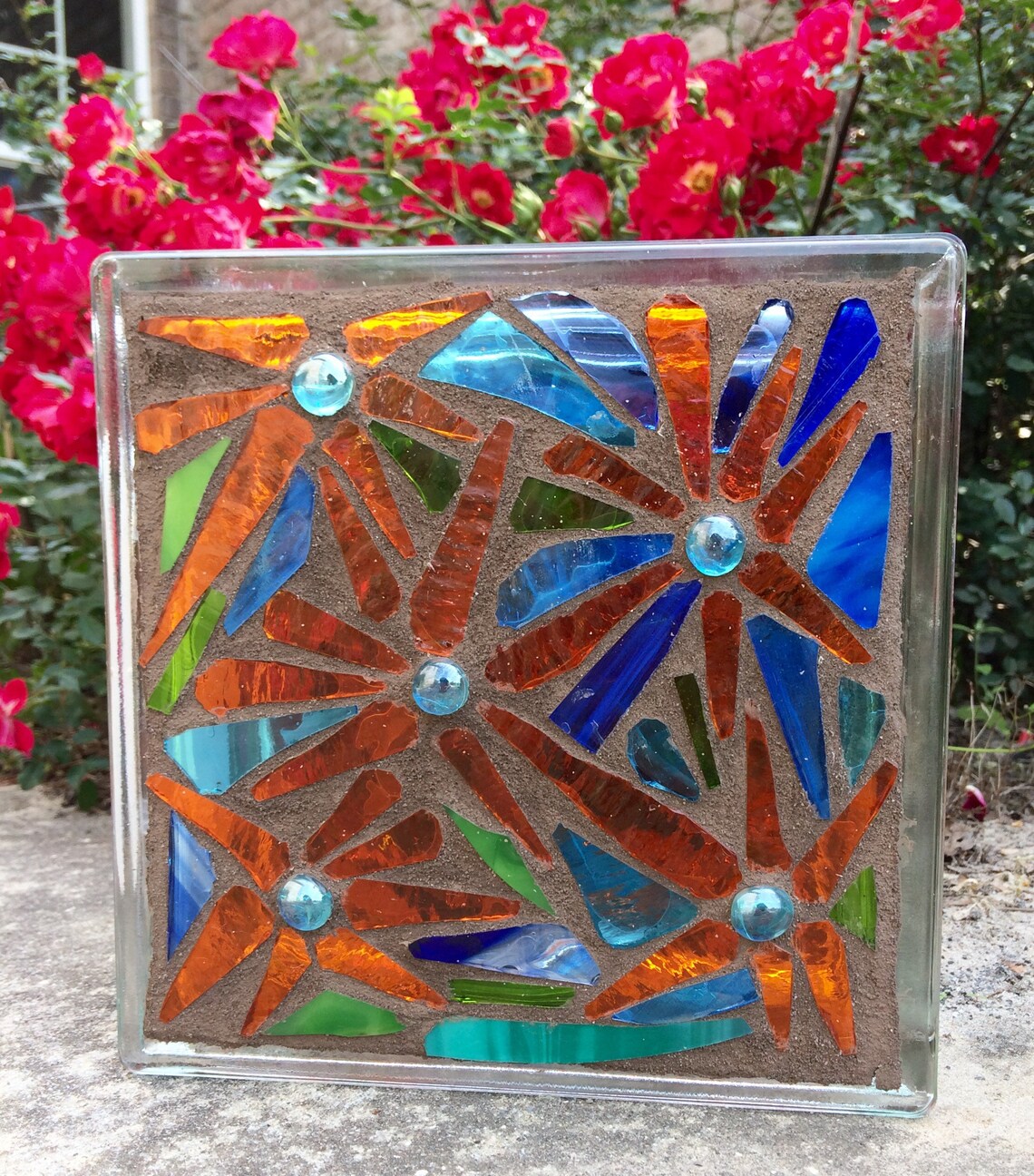 Stained Glass Mosaic Glass Block Decor Sculpture OOAK - Etsy