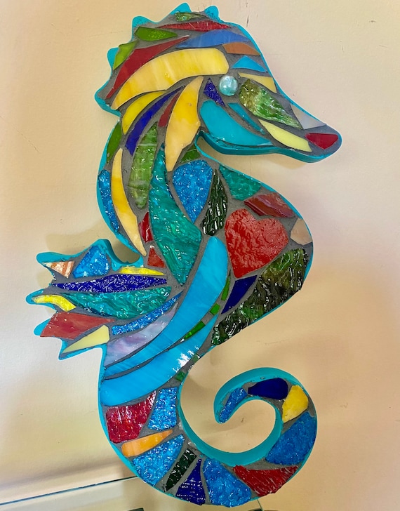 Seahorse Stained Glass Mosaic Beach Sea House Ocean Beach | Etsy