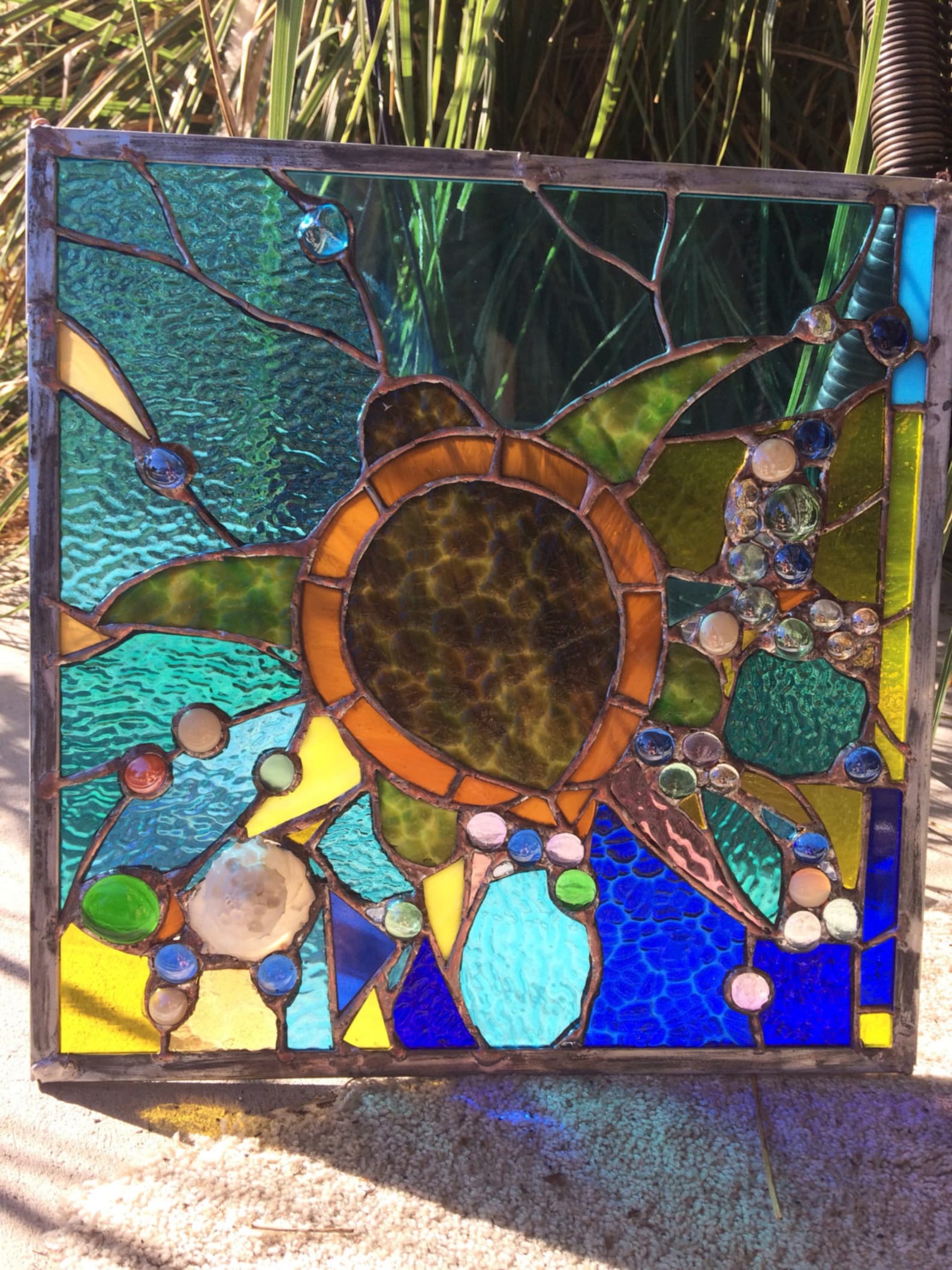 Sea Turtle Stained Glass Abstarct Transom Window Suncatcher Panel - Etsy