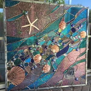 Stained Glass Window Tropical Starfish Sea Shell Sailboat Suncatcher ...