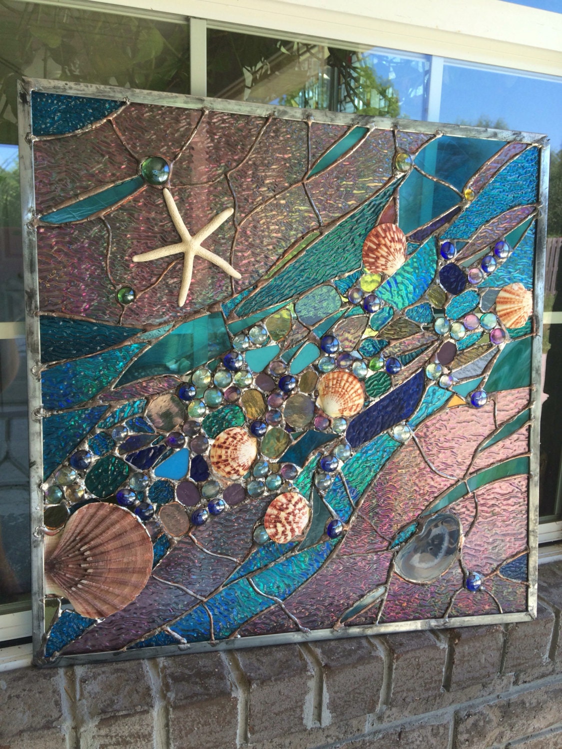 Stained Glass Window Tropical Starfish Sea Shell Sailboat Suncatcher ...