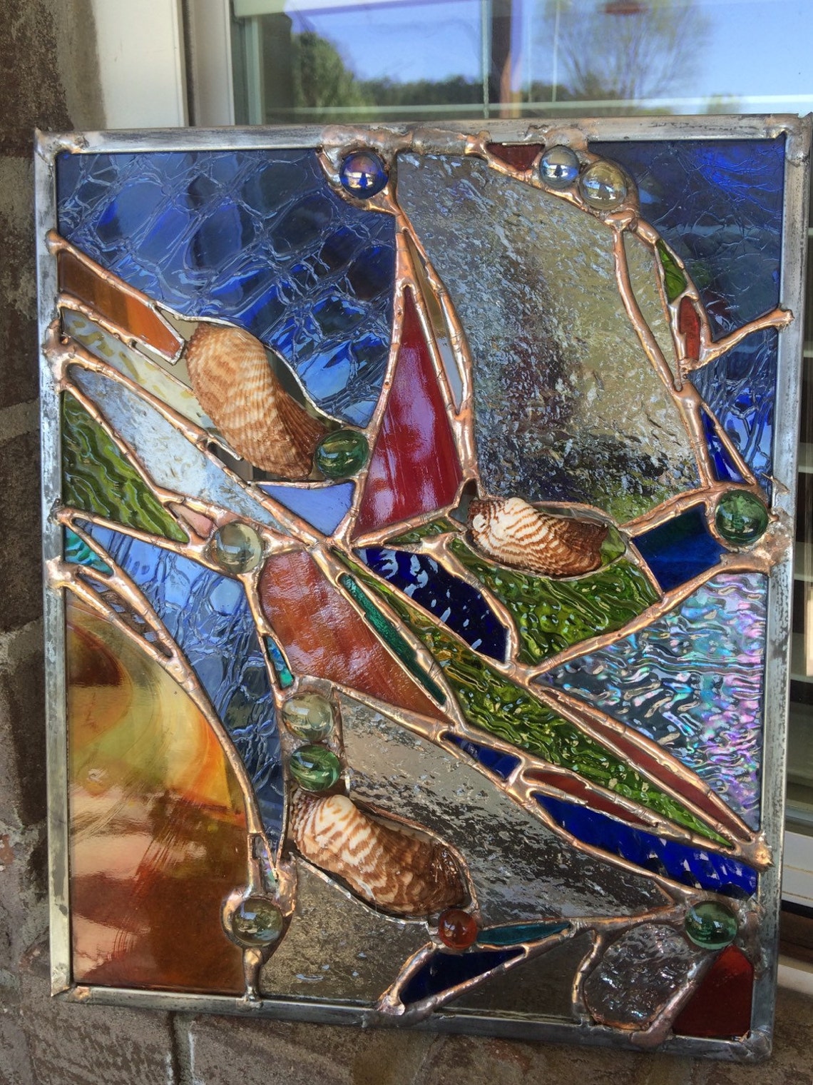 Stained Glass Window Tropical Starfish Sea Shell Sailboat - Etsy