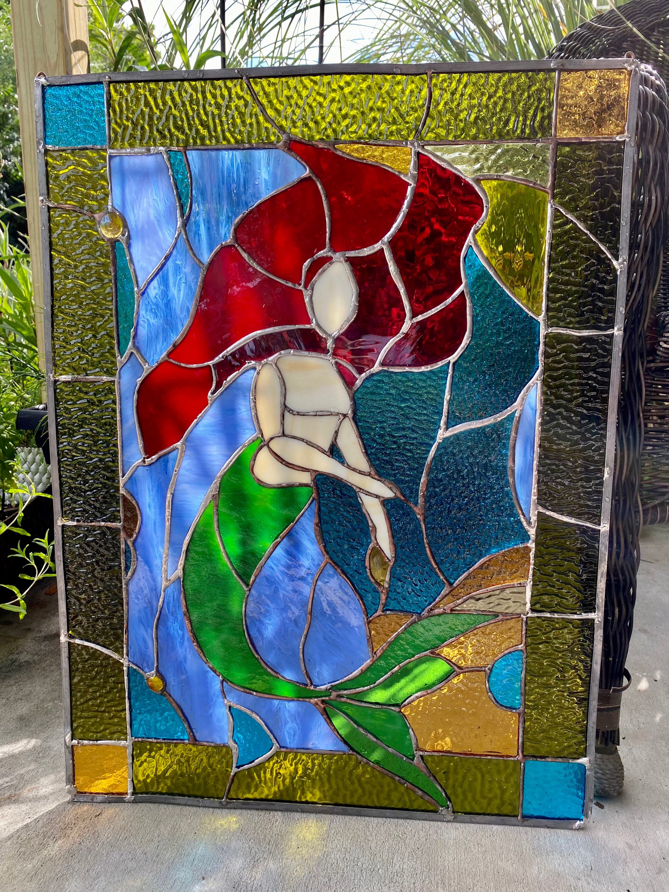 Mermaid Stained Glass Window Ocean Nautical Transom Panel - Etsy