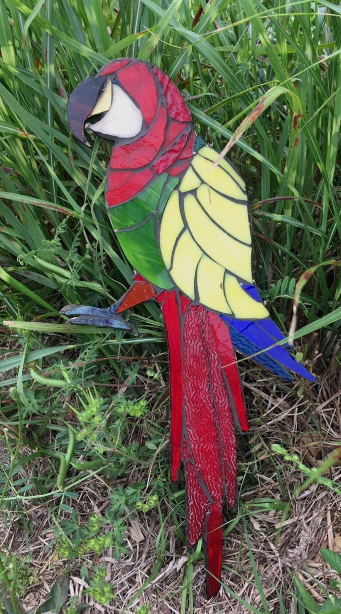 Stained Glass Mosaic Parrot Tropical Bird Wall Sculpture OOAK - Etsy