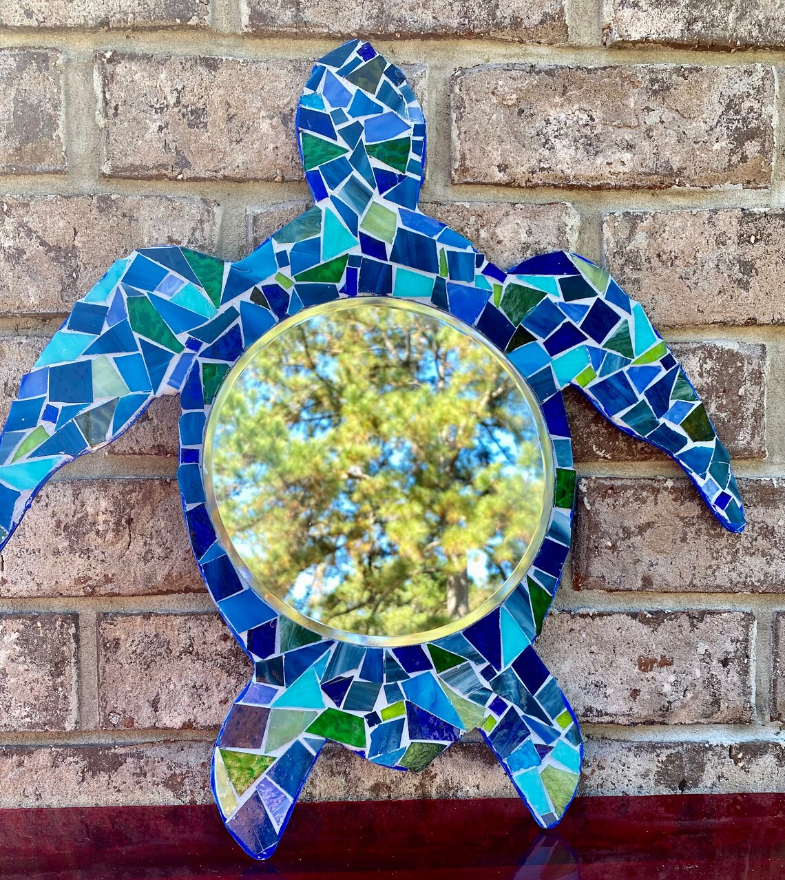 Sea Turtle Mirror Stained Glass Mosaic Ocean Beach House Bathroom Decor ...