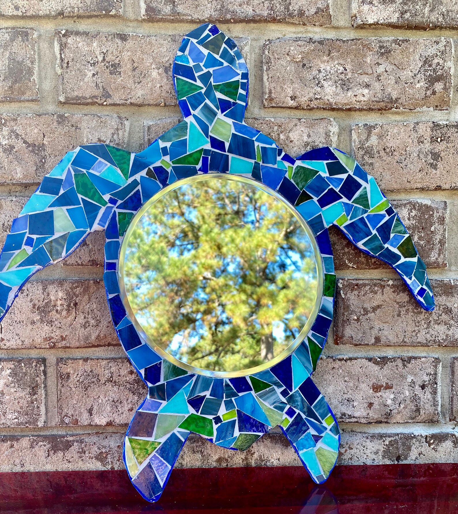 Sea Turtle Mirror Stained Glass Mosaic Ocean Beach House Bathroom Decor ...