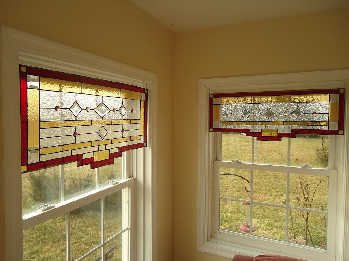 Tiffany Styled Stained Glass Window Panel Curtain Valance 27x17 - Etsy