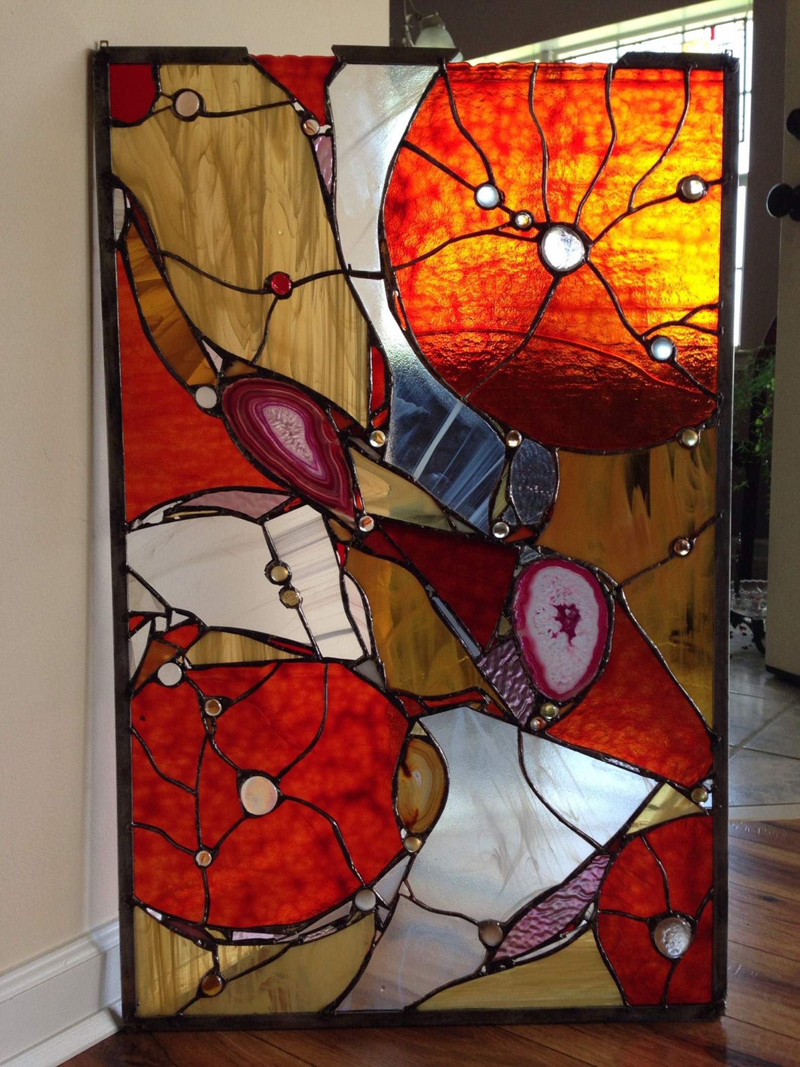 Stained Glass Abstract Transom Window Suncatcher Panel Valance - Etsy