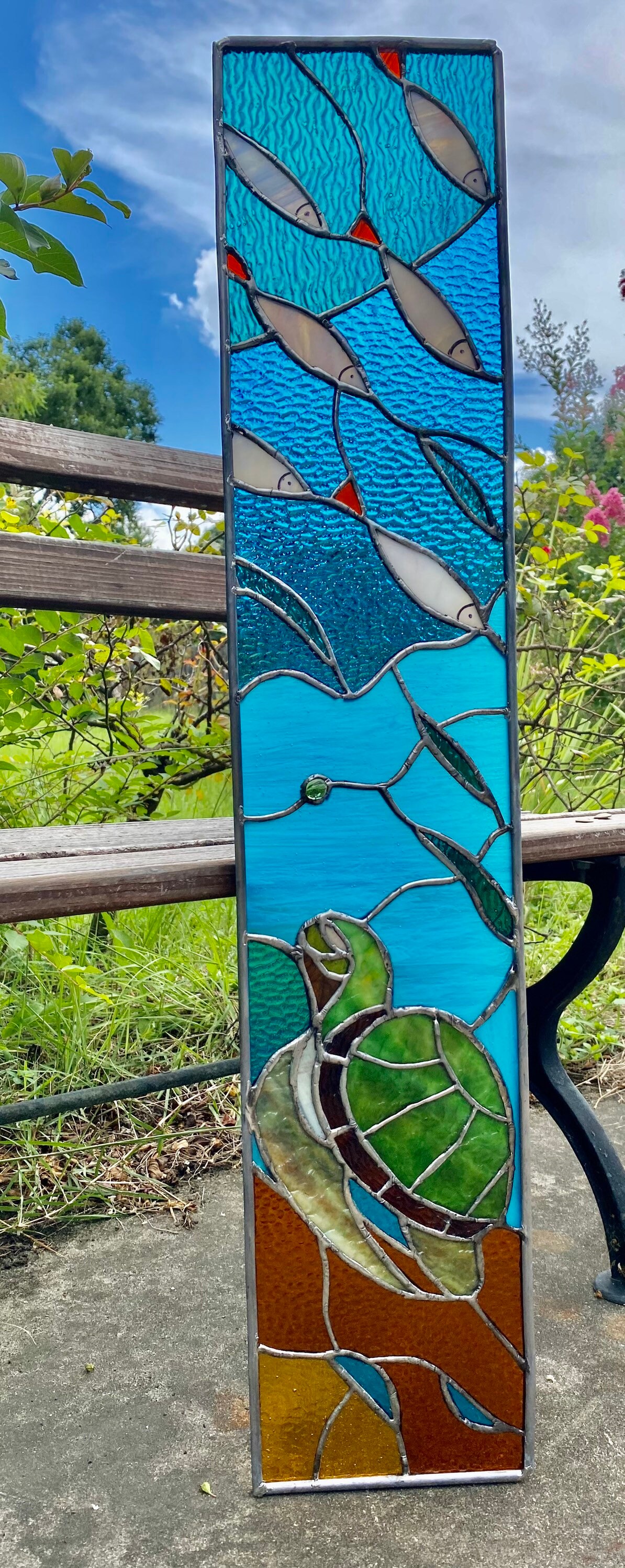 Sea Turtles Fish Seashells Stained Glass Window Transom Panel - Etsy
