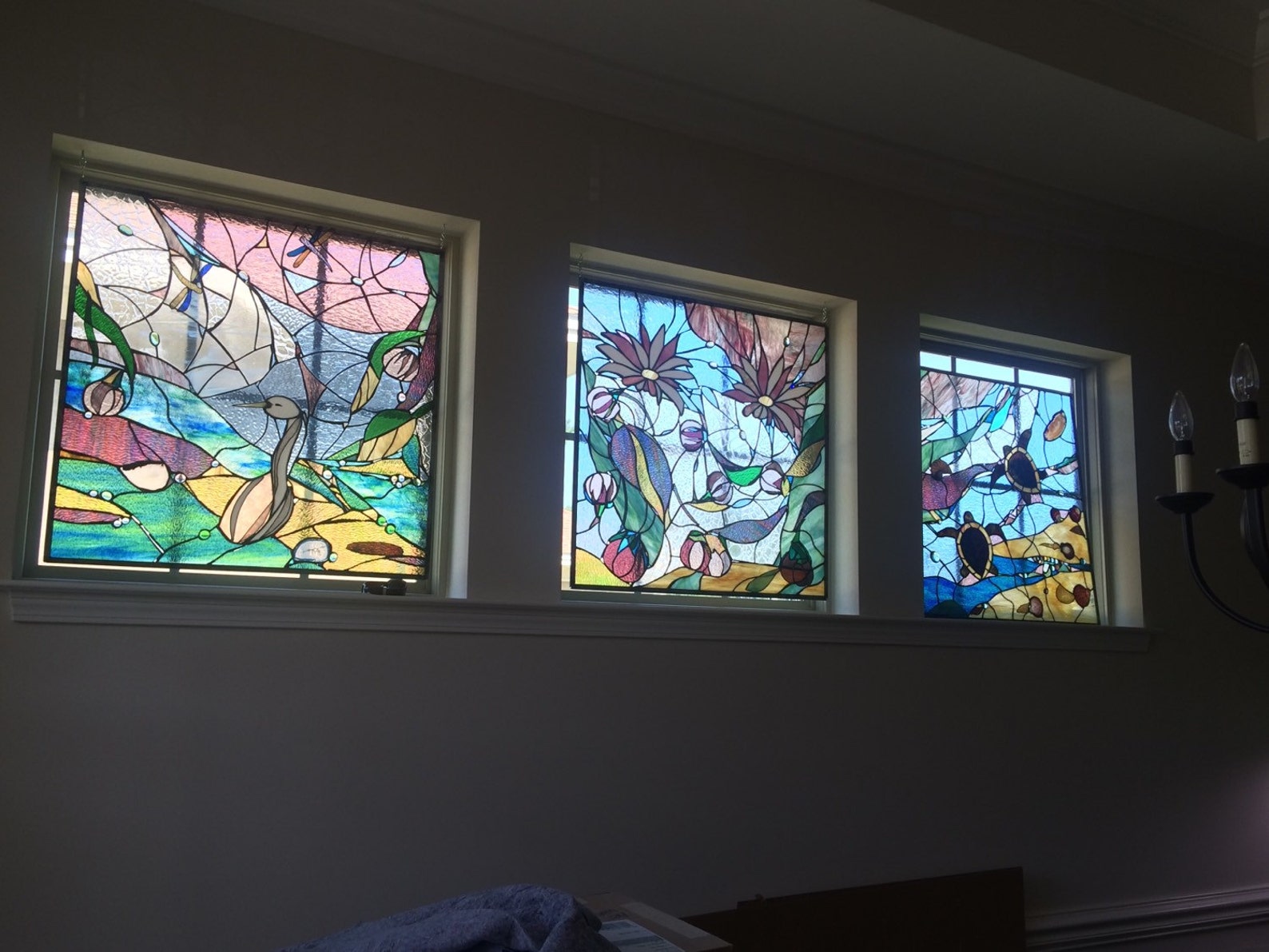 Stained Glass Window Sea Turtle Transom Panel W Agates - Etsy